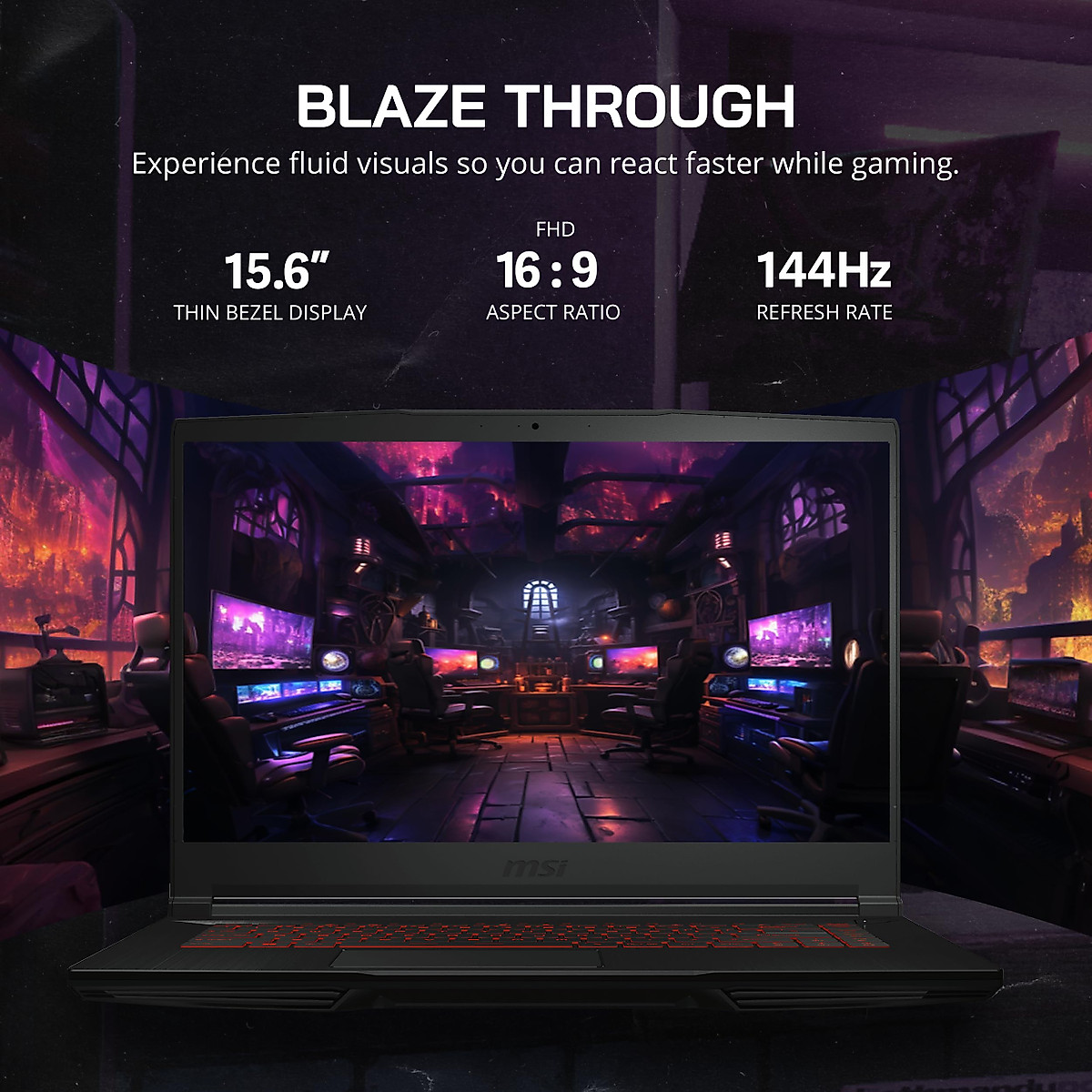 MSI Thin GF63 15.6" FHD 144Hz Gaming Laptop, Intel Core i5-12450H Processor, NVIDIA GeForce RTX 2050, 16GB RAM, 512GB PCIe SSD, Backlit Keyboard, WIFI 6, Black, Win 11 Pro, 128GB Hotface Extension Set