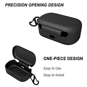 for Bose QuietComfort Earbuds Case Cover (Not fit for Bose Sport Earbuds), Portable Silicone Protective Case with Carabiner (Black)