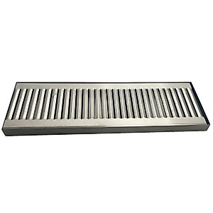 24-Inch Drip Tray for Bar Taps and Beverage Dispensers - Surface Mount Drip Tray - No Drain - Brushed Stainless Steel