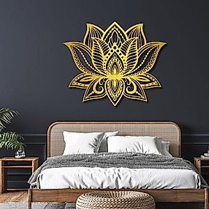 Fayholy Lotus Flower Mandala Metal Wall Art, Metal Wall Decor, Mandala Metal Wall Art, Living Room Wall Decor, Metal Lotus Flower Wall Art, Yoga Gifts (Silver, 31''x26'' | 80x65cm)