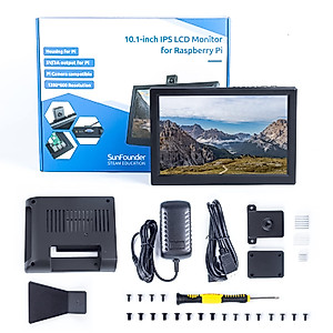 SunFounder 10.1'' Screen for Raspberry Pi Display IPS Monitor 10.1 inch Portable Laptop Monitor Resolution 1280×800 with Rear Housing Cooling Fan (This is not a Touch Screen Monitor)