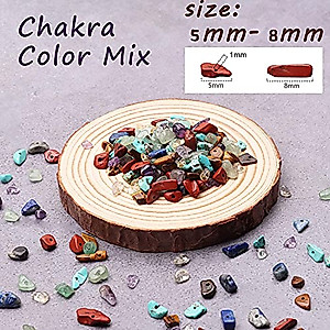 GangGangHao 7 Chakra Natural Chip Stone,About 628 Pcs Irregular Gemstones Healing Crystal Loose Rocks Bead Hole Drilled DIY for Bracelet Jewelry Making Crafting (5-8mm,7 Chakra Color Mix)