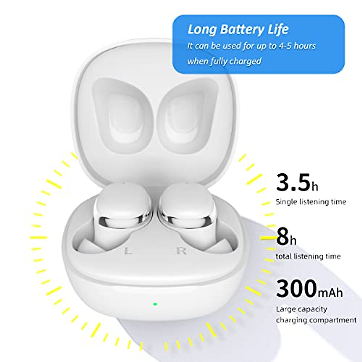 Awker A11 True Wireless Earbuds in Ear Bluetooth 5.3 Earphones Headphones, Touch Control with Charging Case, Built in Mic, Waterproof, TWS HiFi Stereo for Sport (White)