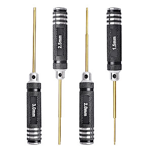 Hobbypark RC Hex Driver Set 1.5mm 2.0mm 2.5mm 3.0mm, Small Hex Wrench and Extended 17mm Wheel Wrench RC Car Repair Tools for Traxxas Arrma Axial Models