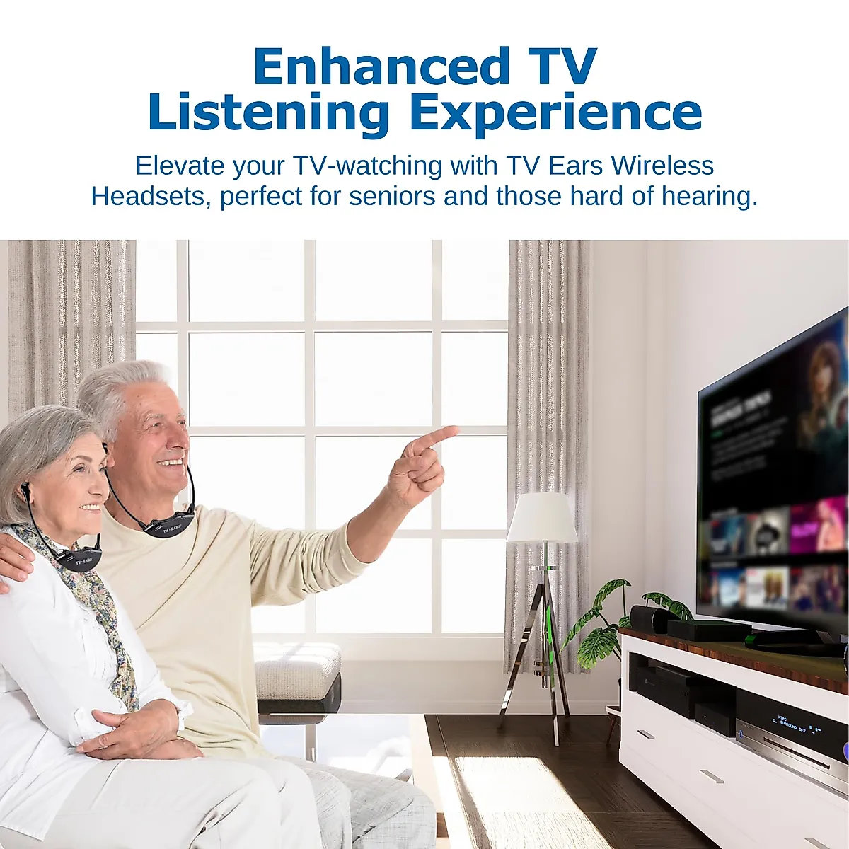 TV Ears Dual Digital Wireless Headset System - Use 2 Headsets at same time w/ Different Volume, Supports All TVs, Ideal for Seniors & Hearing Impaired, Infrared, Plug N' Play - Dr Recommended - 11841