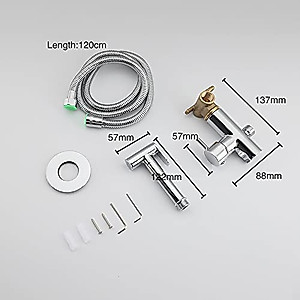 MINJING Handheld Bidet Sprayer for Toilet Wall Mounted Baby Cloth Diaper Sprayer Brass Toilet Sprayer Hot and Cold Water Handheld Sprayer Kit for Personal Hygiene Cleaning, Chrome