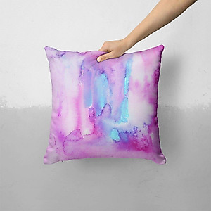 iiRov Blue and Pinkish Absorbed Watercolor Texture - Custom Decorative Home Decor Indoor or Outdoor Throw Pillow Cover Plus Cushion Set for Sofa, Bed or Couch (Pillow CASE Cover Plus Cushion)