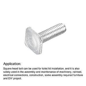 uxcell Square Head Bolt, 20pcs M6x20mm Fully Thread Carbon Steel Grade 4.8 Square Machine Screws