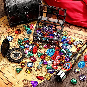 RICHNESS Pirate Treasure Jewels Jumbo Bling Diamonds Multi-Colored Treasure for Pirate Party Pack of 80pcs