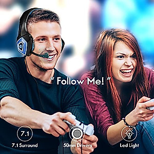 ARKARTECH Gaming Headset with Mic for Xbox One PS4 PS5 PC Switch Tablet, with Stereo Surround Sound & LED Light Noise Cancelling Over Ear Headphones