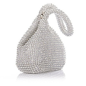 Politesse & Romance Triangle Luxury Full Rhinestones Fashion Evening Clutch Bag Party Prom Wedding Purse-Best Gife for Women, Silver