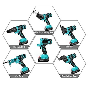 JIAYOUBAO Cordless Drill Kit - 20V Max Electric Drill Tool Combo 5-In-1 Multi-Head Power Drill Set Bits Accessories with 2Pcs Lithium-Ion Batteries and Storage Box, Combo Kit 5-Tool