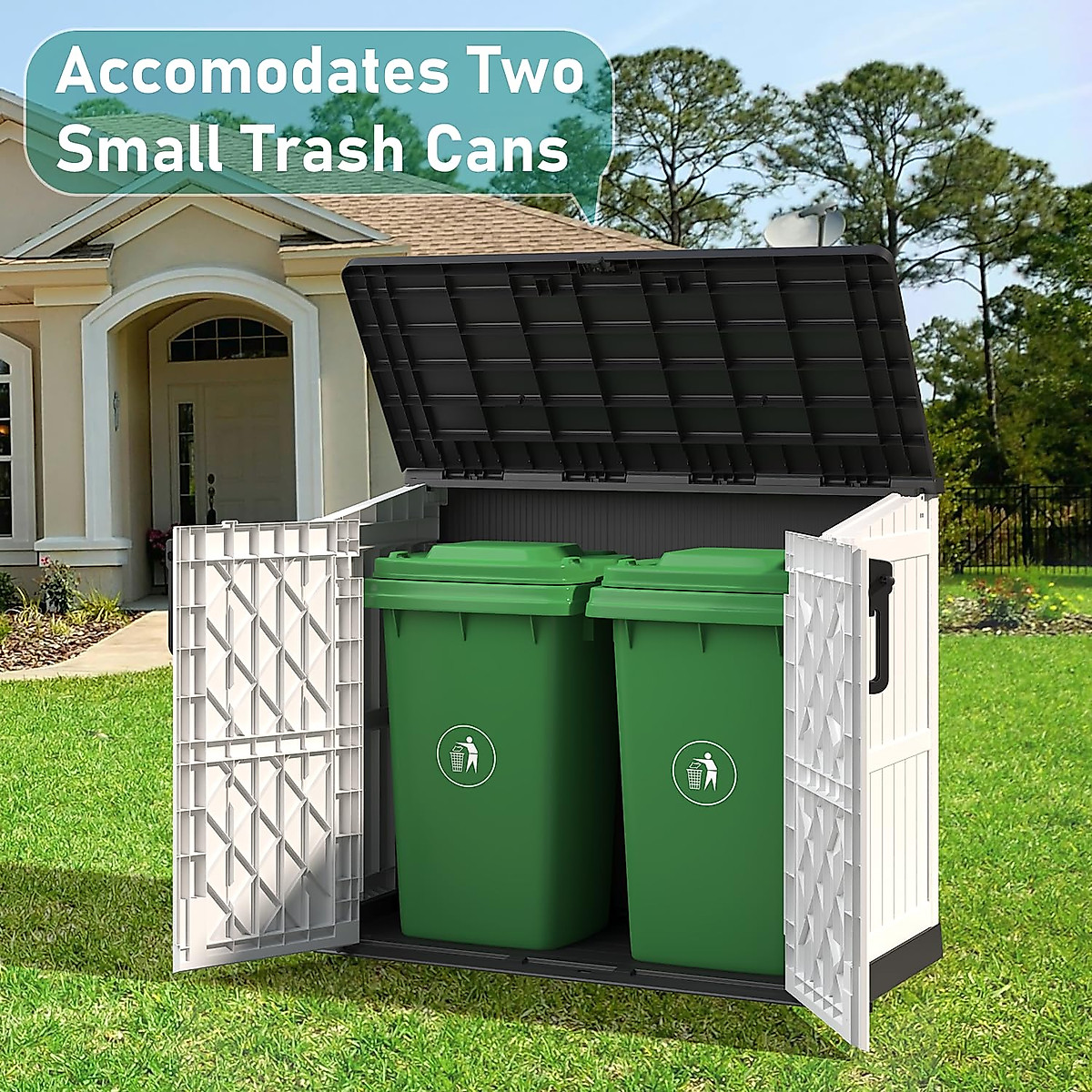 LHBGO Outdoor Resin Storage Shed 36 Cu. Ft. Generator Horizontal Storage Large Capacity Weather Resistant Storage Box, Lockable Resin Waterproof Shed for Garbage Cans, Garden Tools