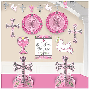 Amscan First Communion, Pink Room Party Decorating Kit, 10 Pc.