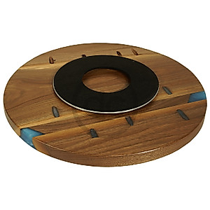 DutchCrafters 17" Round Lazy Susan, Solid Walnut Wood with Blue Resin Epoxy River Rotating Tray - Amish Made in America