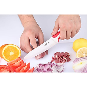 Jeslon Chef Knives Set, 4 Piece Multi Color Ceramic Knives, 3inch Paring Knife, 4inch Fruit Knife, 5inch Utility Knife, 6inch Chef Knife