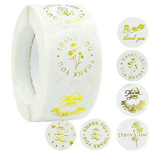 FUYIOCN Thankyou Stickers 500 Pcs 1 Inch Round Labels Envelope Supplies Packaging Bag Sticker (6 Style-Gold)