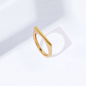 Amazon Essentials 14K Gold Plated Sterling Silver Bar Ring Size 10, Yellow Gold