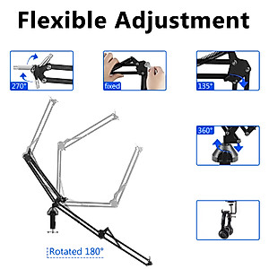 Geekria for Creators Microphone Arm Compatible with Fifine K669, K670, K670B, K658, K678, AmpliGame A6T, A8, Mic Boom Arm Mount Adapter, Suspension Stand, Mic Scissor Arm, Desk Mount Holder