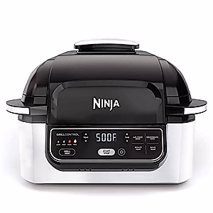 Ninja AG302H Foodi 5-in-1 Indoor Grill with Air Fry, Roast, Bake & Dehydrate (White)