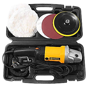 Goplus Electric Car Polisher Variable 6-Speed Rotary Polisher 7" Buffer Sander w/Bonnet Pad, 10Amp, 600-3,100RPM