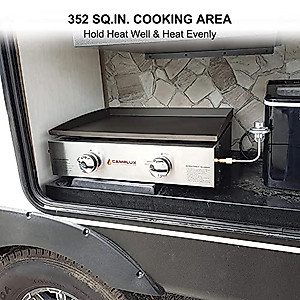 Flat Top Griddle Grill Station,Camplux Propane Gas Tabletop Griddle for Camping,Outdoor,Tailgating,Kitchen-BBQ Grill with Knobs & Ignition,22 inch