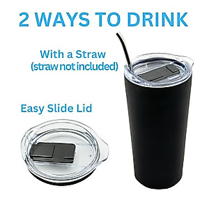 Decorvo Officially Licensed Collegiate Stainless Steel Tumbler - Double Walled Insulated Travel Thermos with Slide Lid - 18 oz (Georgia Logo - Black)