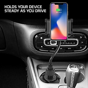 Cup Holder Phone Mount, Goose Neck Hands Free Cradle Compatible with Apple iPhone, Samsung Galaxy Z Flip, Z Fold, Google Pixel, Moto (PH650G)
