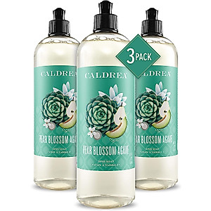 Caldrea Dish Soap, Biodegradable Dishwashing Liquid made with Soap Bark and Aloe Vera, Pear Blossom Agave, 16 oz , 3 Pack