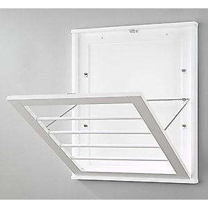 Whitmor MDF, Wood, Steel Wall Mounted Drying Rack for Storage, White