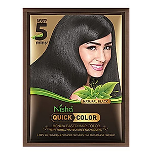 Nisha Quick Hair Color Henna-Based Herbal Protection & No Ammonia 100% Grey Coverage permanent Root Touch Up & Full Hair Color