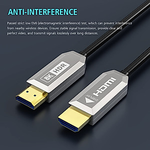 AOZISTech 8K HDMI 2.1 Fiber Optic Cable 33FT 8K@60Hz 4K@120Hz 48Gbps Dynamic HDR eARC Compatible with PS5/4, Xbox Series X, RTX 3080 3090, LG C9