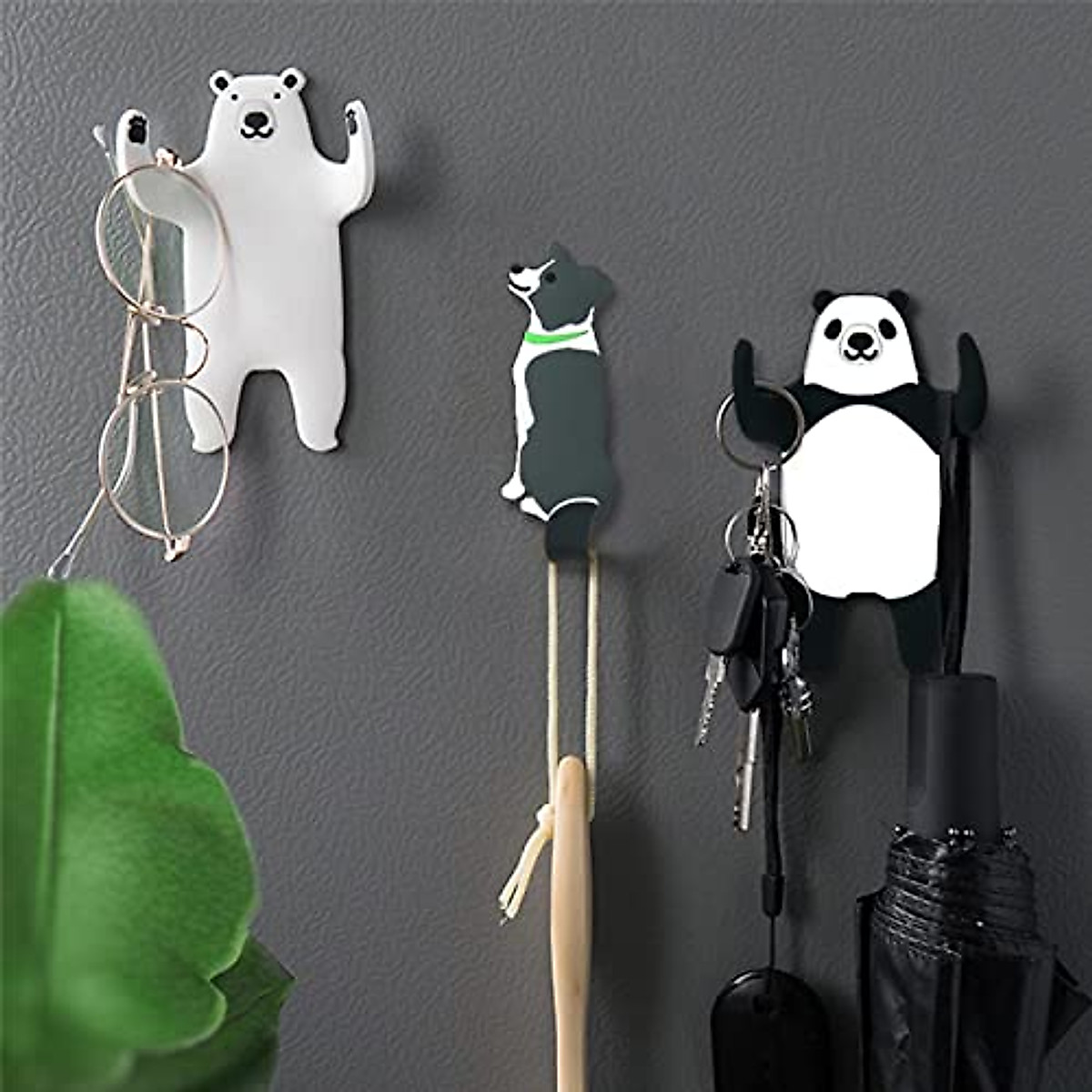 YISTOS Cute Animal Decorative Wall Hooks ,Kids Adhesive,Adhesive Shower Towel Hooks for Bathrooms Wall Mounted,Hat Key Hooks Decorative for Wall, Small Keychain Hook(3Pcs Cat,3 Pcs Dog), White