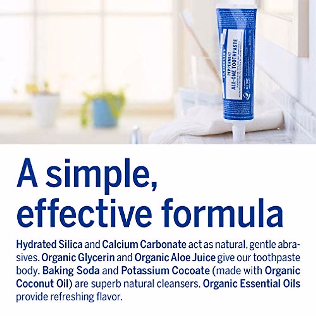 Dr. Bronner’s - All-One Toothpaste (Peppermint, 5 ounce) - 70% Organic Ingredients, Natural and Effective, Fluoride-Free, SLS-Free, Helps Freshen Breath, Reduce Plaque, Whiten Teeth, Vegan