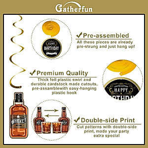 Whiskey Birthday Party Decorations for Men Aged to Perfection Hanging Swirls Whiskey Hanging Swirls for 30th 40th 50th 60th 70th 80th Birthday Decorations