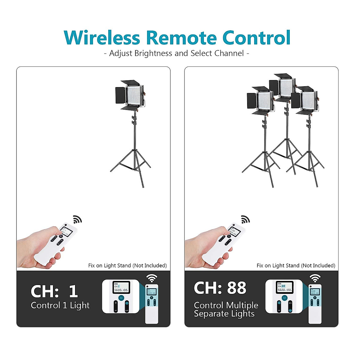 Neewer Advanced 2.4G 480 LED Video Light, Dimmable Bi-Color LED Panel with LCD Screen and 2.4G Wireless Remote