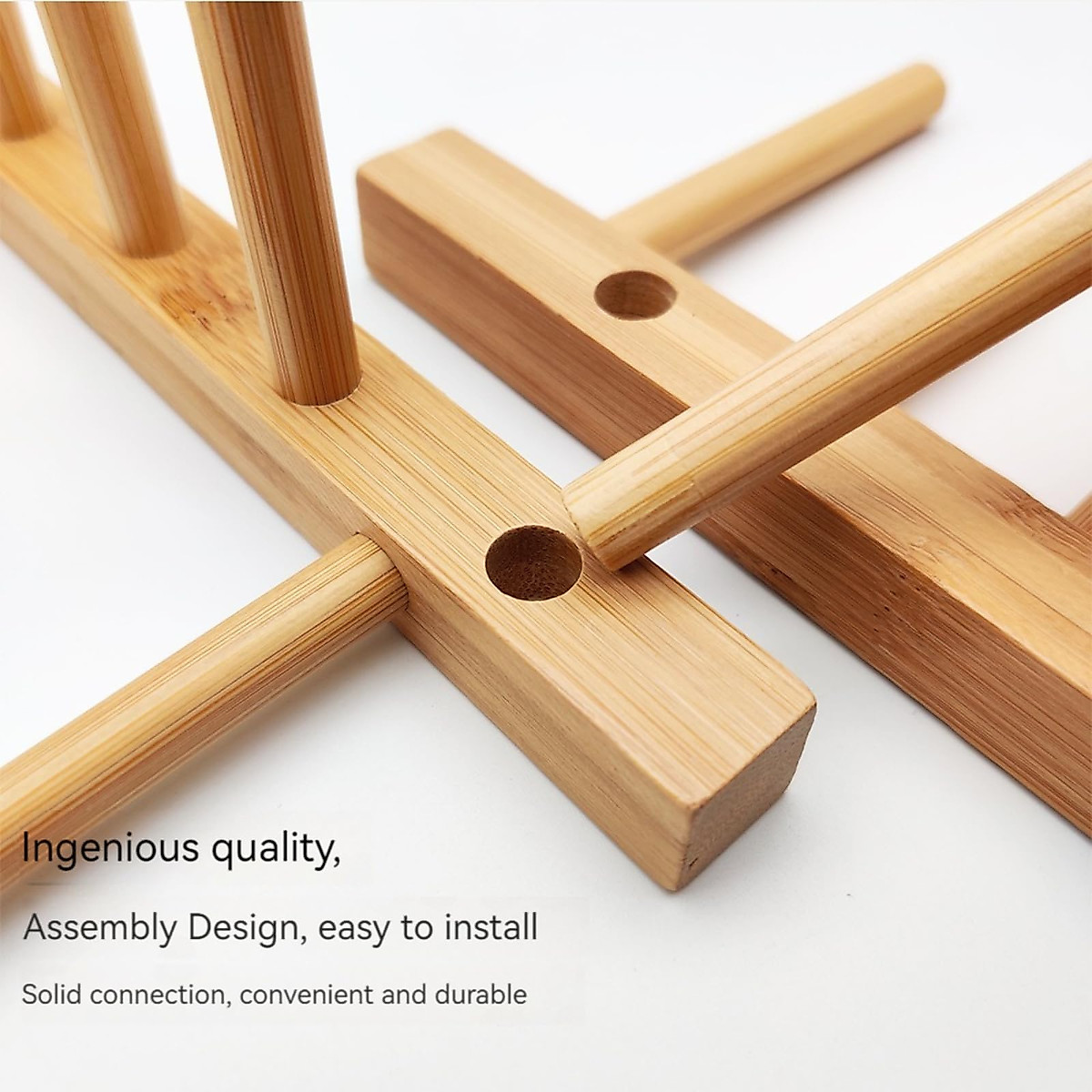 Bamboo Dish Drying Rack, Plate Rack Holder, Kitchen Organizer for Dish/Cup/Plate/Book/CD...