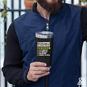 Panvola Tech Support Checklist Technical Support Gifts Computer Programmer Vacuum Insulated Tumbler Travel Mug 20 oz Black