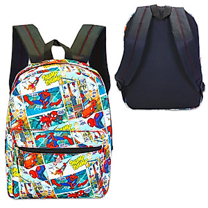 Marvel Spiderman Backpack for Boys Girls Kids -- 2 Pc Bundle With 16" Marvel Comics Spiderman School Backpack Bag with Stickers (Spiderman School Supplies)