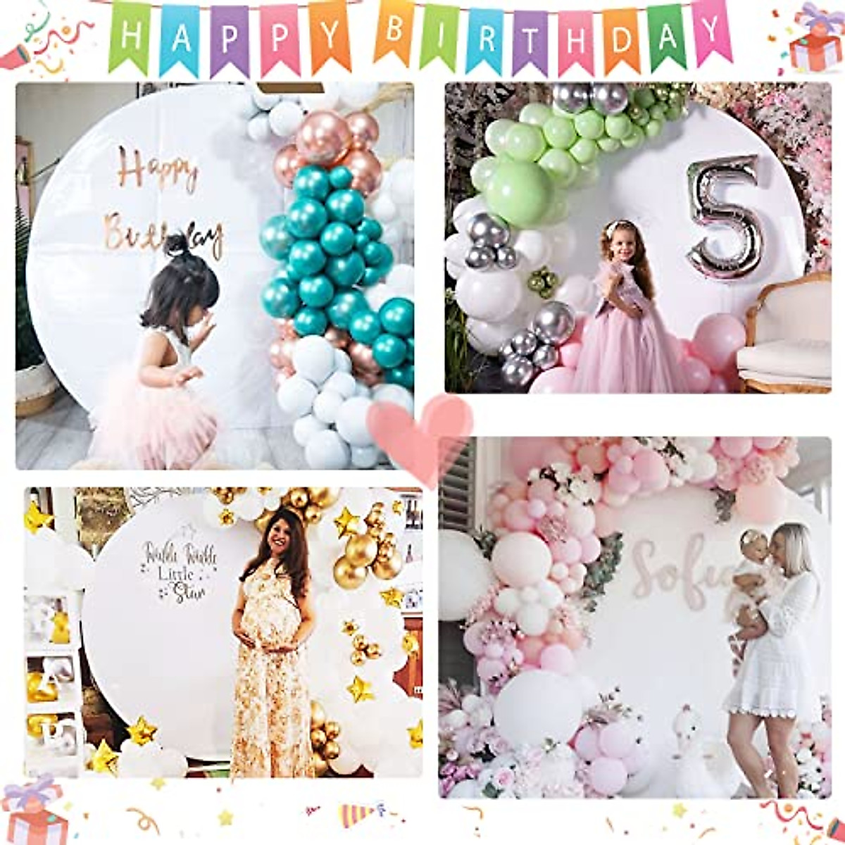 White Round Backdrop 6.5x6.5ft Polyester White Circle Backdrop Cover for Wedding Birthday Parties Baby Shower Photography Background
