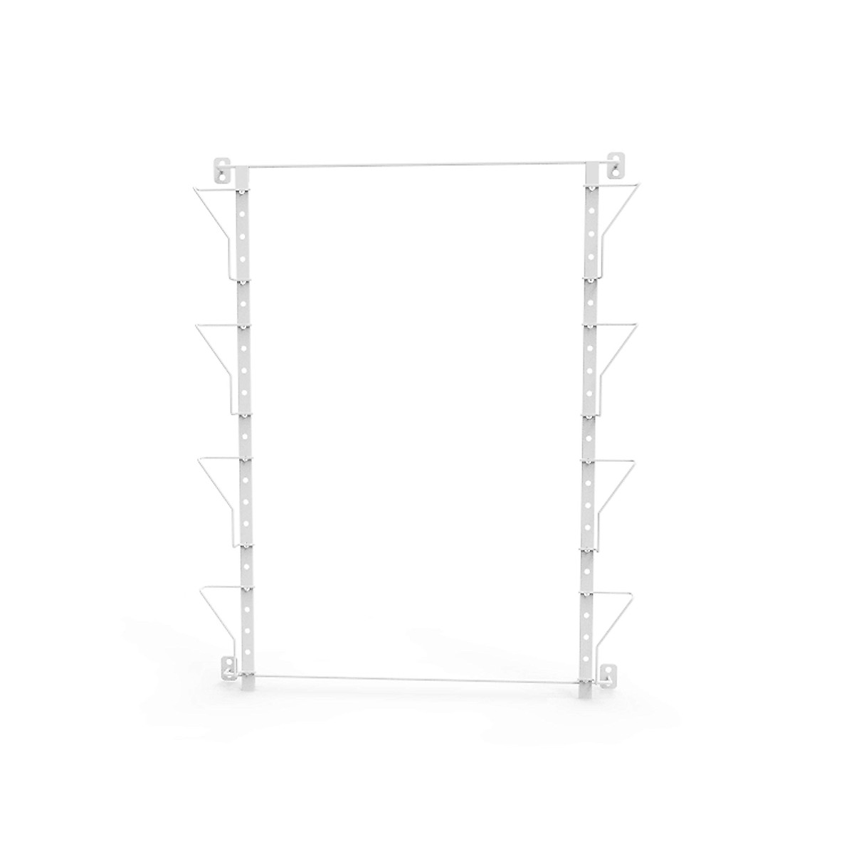 FixtureDisplays® Up to 19.75" Wide 4-Pocket Adjustable Display Rack, Wall Mounted Greeting Post Card Christmas Holiday Card Holders White Bars Silver Pockets 11608-WHITE-SINGLE-NPF-SL