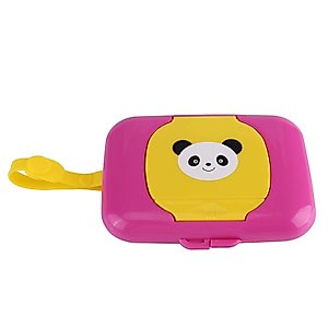 QiaNgshuAikj Wipes Dispenser with Hand Strap, On The Go Portable Refillable Wet Wipes Storage Box for Outdoor Travel Stroller(Rose + Yellow)