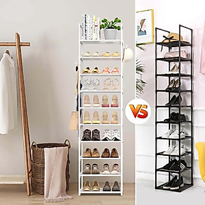 ROJASOP 10 Tiers Metal Shoe Rack Organizer Tall Shoe Racks for Closets Entryway Corner Shoe Rack Shoe and Boots Organizer Storage Narrow Shoe Rack for Closet Entryway Sturdy Shoe Shelf Shoe Stand