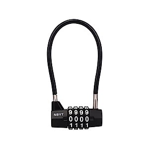 NBYT Combination Cable Lock, 3/16-Inch Steel Cable, 7-Inch Length, 4-Digit Lock for Gates, Fences, Cabinets,Shed,Dumpster,Outdoor Security