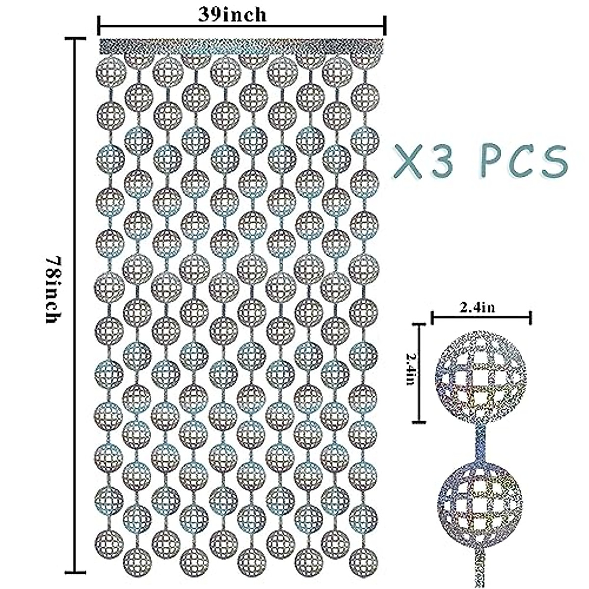 dmjuncong 3 Pcs Disco Party Decorations,6.6×3.3ft Silver Disco Ball Door Foil Curtain, Disco Photo Backdrop with Sequins,for Last Disco Bachelorette Party Decor