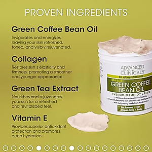 Advanced Clinicals Thermo-Firming Green Coffee Bean Moisturizer Body Cream | Anti Cellulite Caffeine Firming Lotion For Legs, Arms, & Body | Skin Care Products | Aging Skin Tightening Cream, 2-Pack
