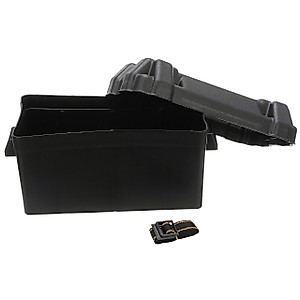 Attwood 9084-1 Large 29/31 Series Vented Marine Boat Battery Box with Mounting Kit and Strap, Black