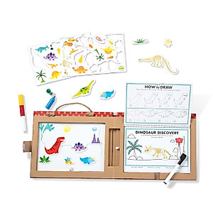 Melissa & Doug Natural Play: Play, Draw, Create Reusable Drawing & Magnet Kit – Dinosaurs (41 Magnets, 5 Dry-Erase Markers)