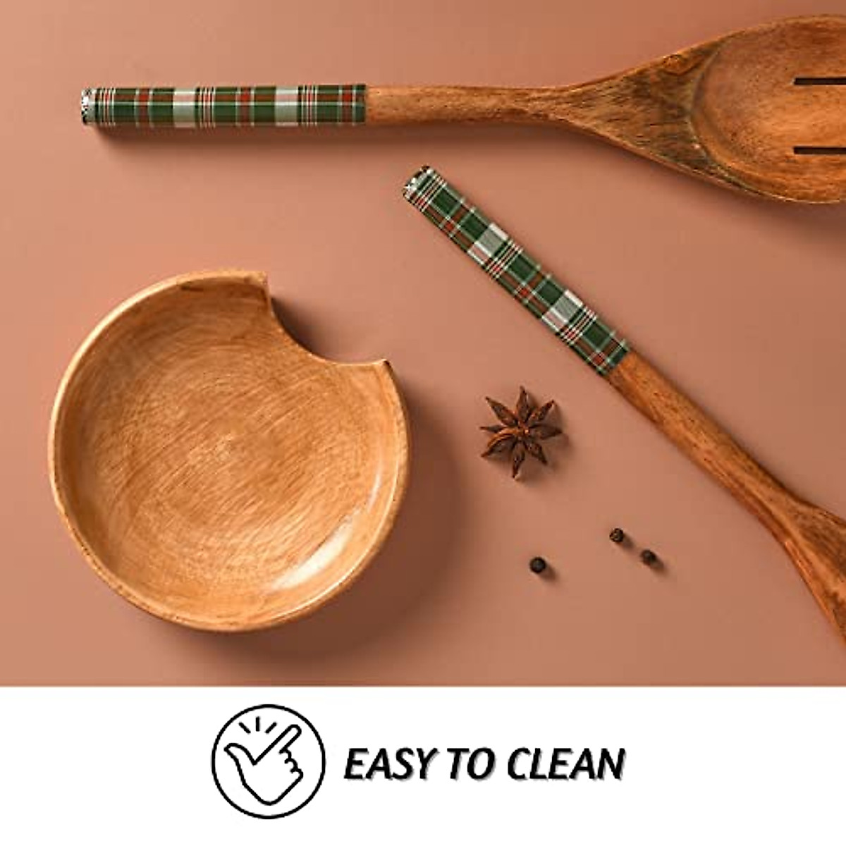 Folkulture Acacia Wood Spoon Rest for Stove Top, Coffee Spoon Rest for Kitchen Counter, Round Kitchen Spatula Holder for Countertop, Spoon Holder Boho, Farmhouse Spoon Rest (4.7 Inches - Natural)