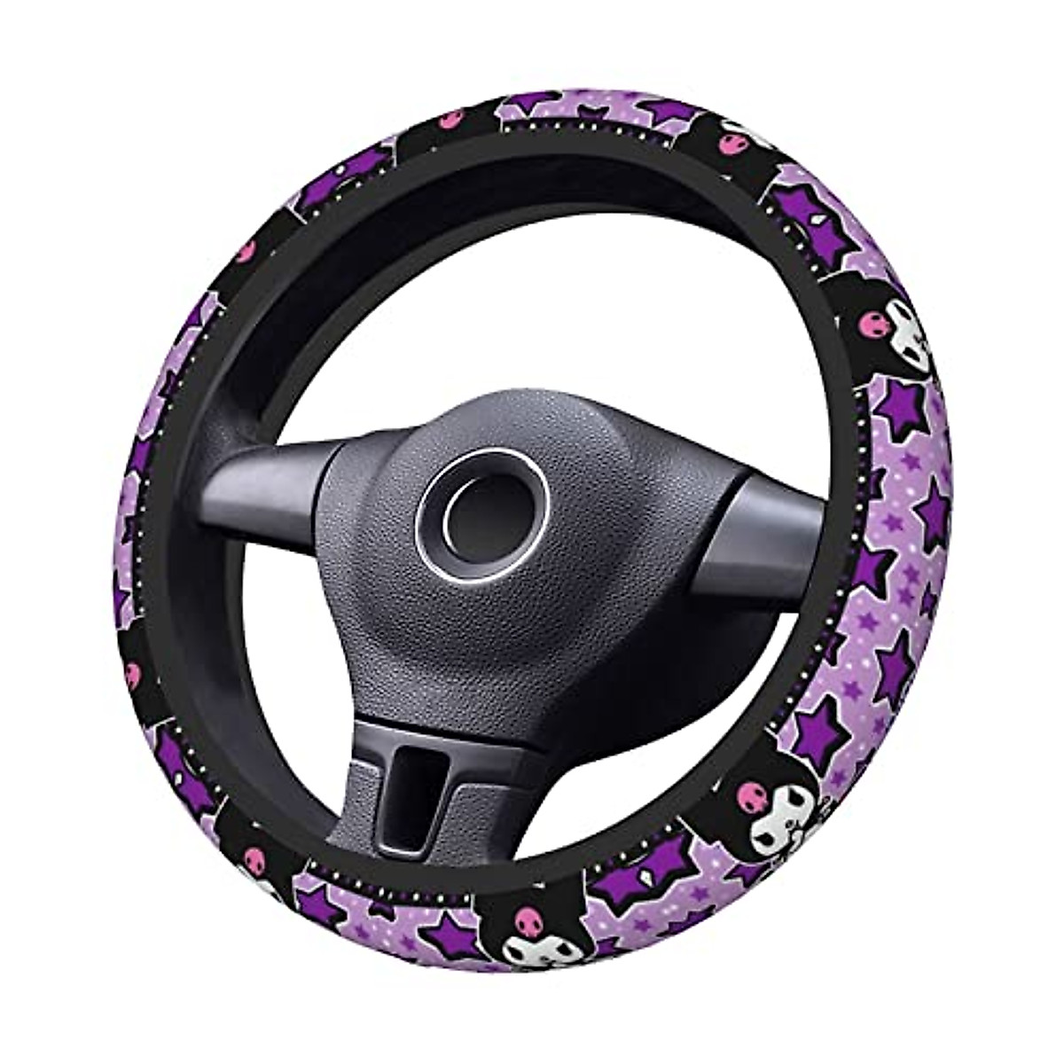 Gearbest Cute Cartoon Kuromi Steering Wheel Cover Universal 15 in Car Accessories for Men Women,Steering Wheel Protector Comfortable Protective Case for SUV Sedan Decor
